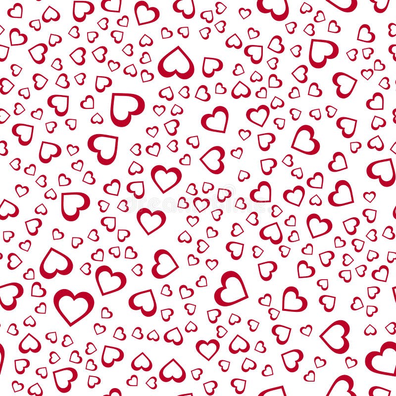 Vector Seamless Abstract Pattern. Red Hearts on White Background Stock ...