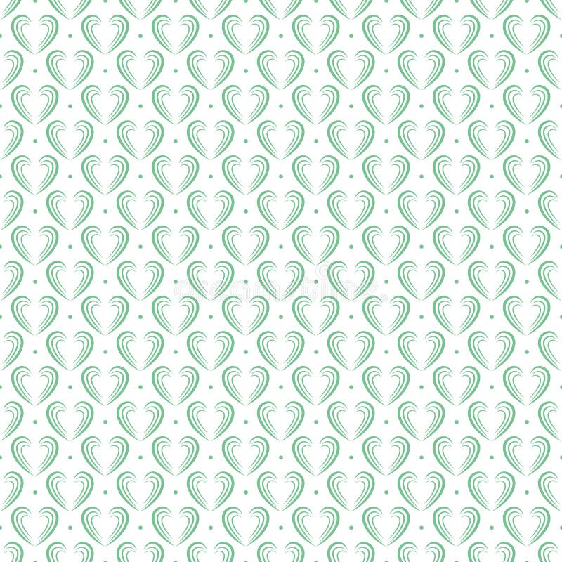 Vector Seamless Abstract Romantic Pattern. Mint Color Hearts on White ...