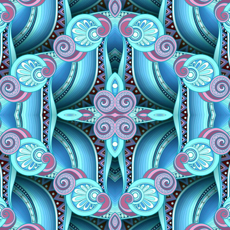 Vector Seamless Abstract Tribal Pattern with Waves Stock Vector ...