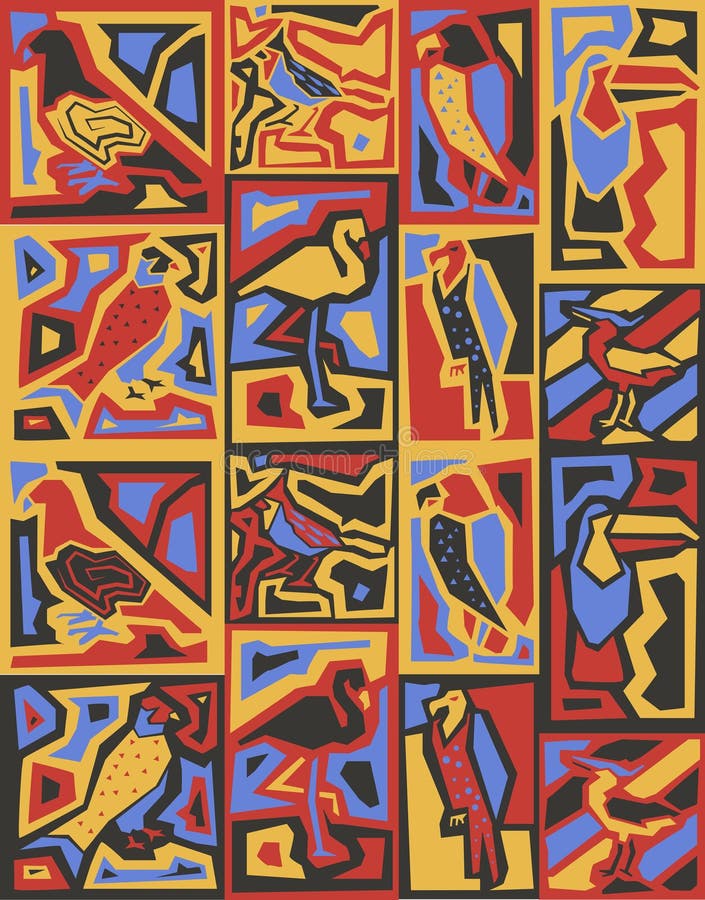 Vector Seamless African Style Birds Pattern Stock Illustration ...