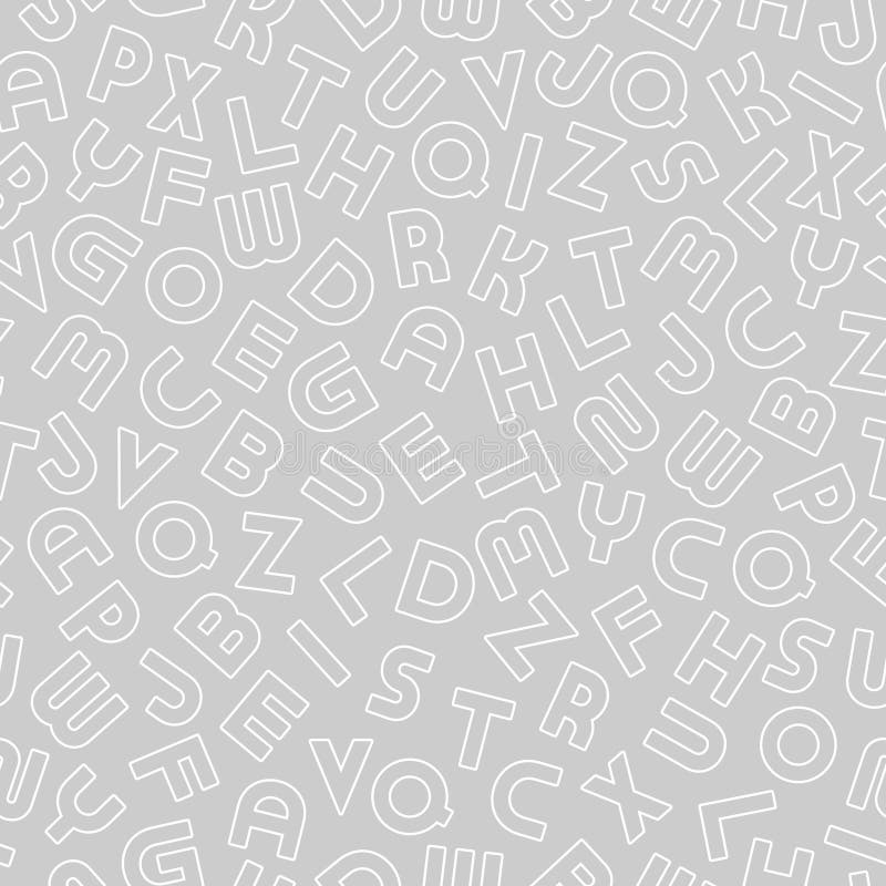 Vector Seamless Alphabet Pattern with White Outline Latin Letters. Grey ...