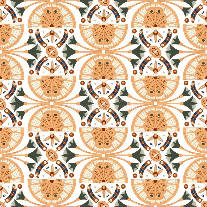 Vector Seamless Ancient Egyptian Pattern with Stylized Lotus Flowers ...