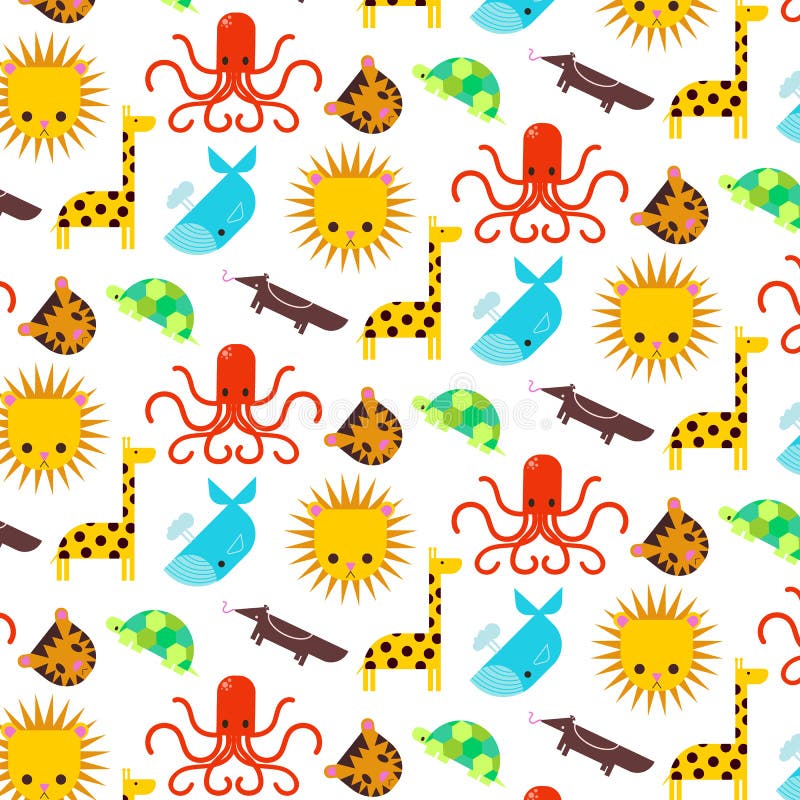 Vector Seamless Animals Pattern. Background Design. Stock Vector ...