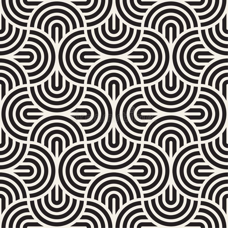 Vector Seamless Arc Lines Pattern. Modern Abstract Lattice Texture ...