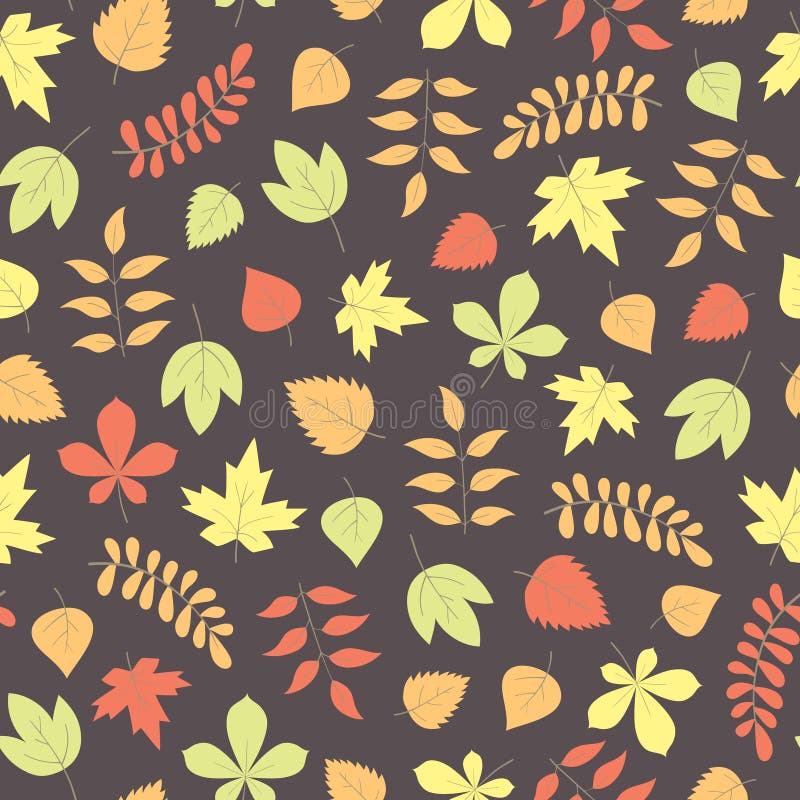 Vector Seamless Autumn Pattern Stock Vector - Illustration of tree ...