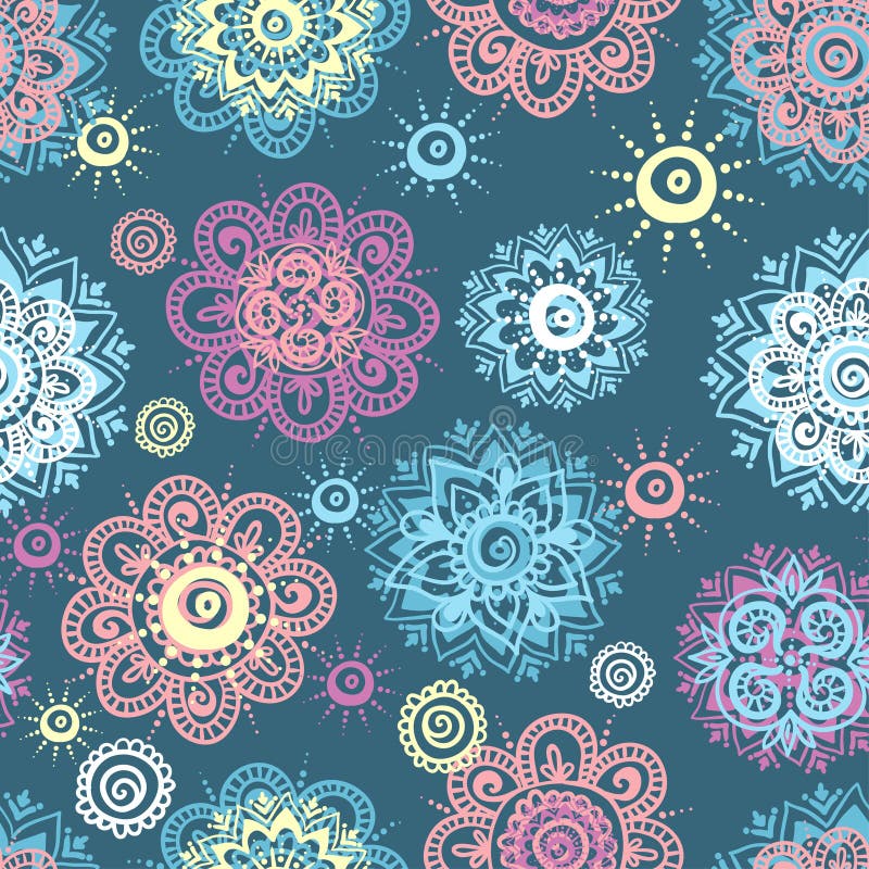 Vector Seamless Background with Abstract Floral Elements in Indian ...