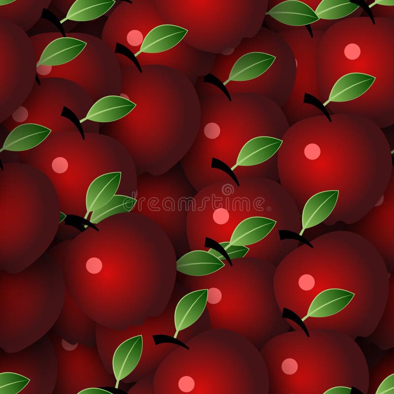 Vector Seamless Background with Apples Stock Vector - Illustration of ...