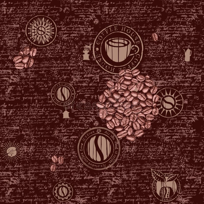 Vector Seamless Background on the Coffee Theme Stock Vector ...