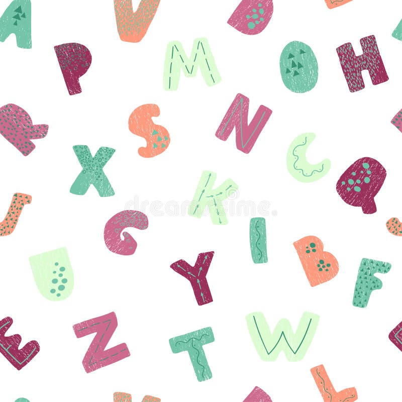 Seamless Background with Colorful Letters Stock Vector - Illustration ...