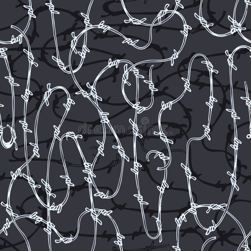 Vector Seamless Background of Curving Barbed Wire on a Dark Background ...