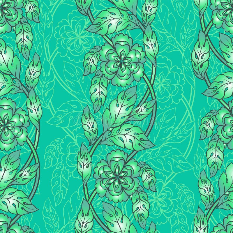 Vector Seamless Background with Floral Branches. Intricate Ornament ...