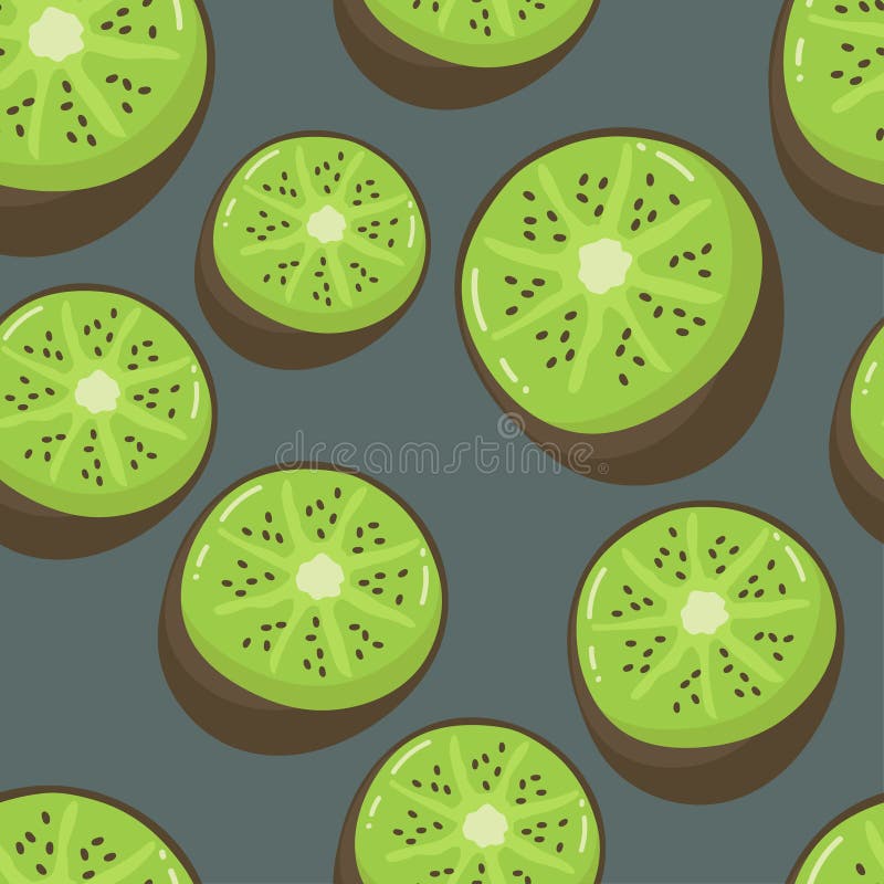 Vector Seamless Background with Green Kiwi Slices. Vector Fruit Pattern ...