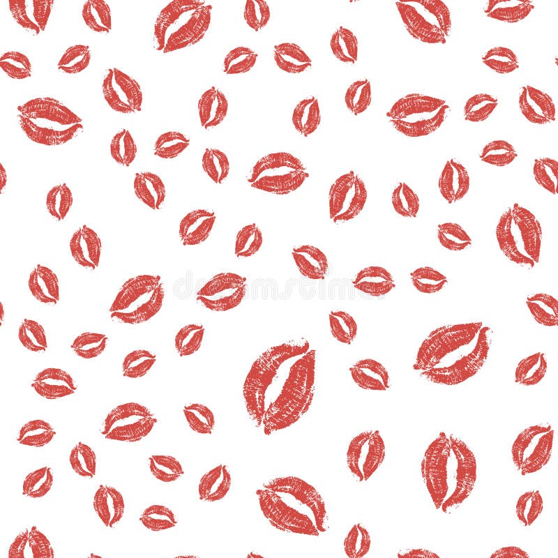 Vector Seamless Background Kiss Lips Prints Pattern Stock Vector ...
