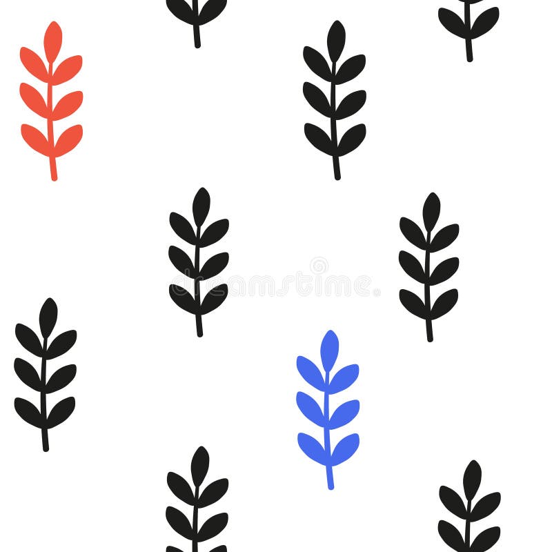 Vector Seamless Background Pattern with Hand Drawn Tiny Leaves Stock ...