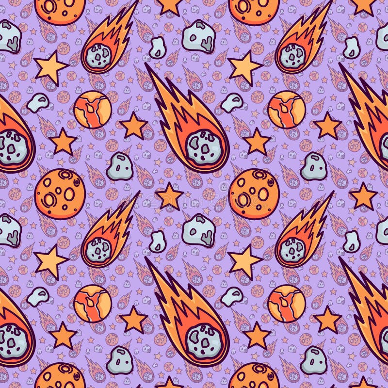 Vector Seamless Background with Space Elements. Pattern with Comets ...