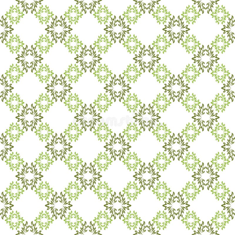 Seamless Background. Green Wallpaper with White Leaf Pattern Stock ...