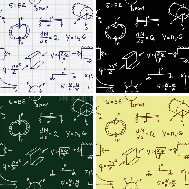Vector Seamless Backgrounds with Formulas and Curves Pattern Stock ...