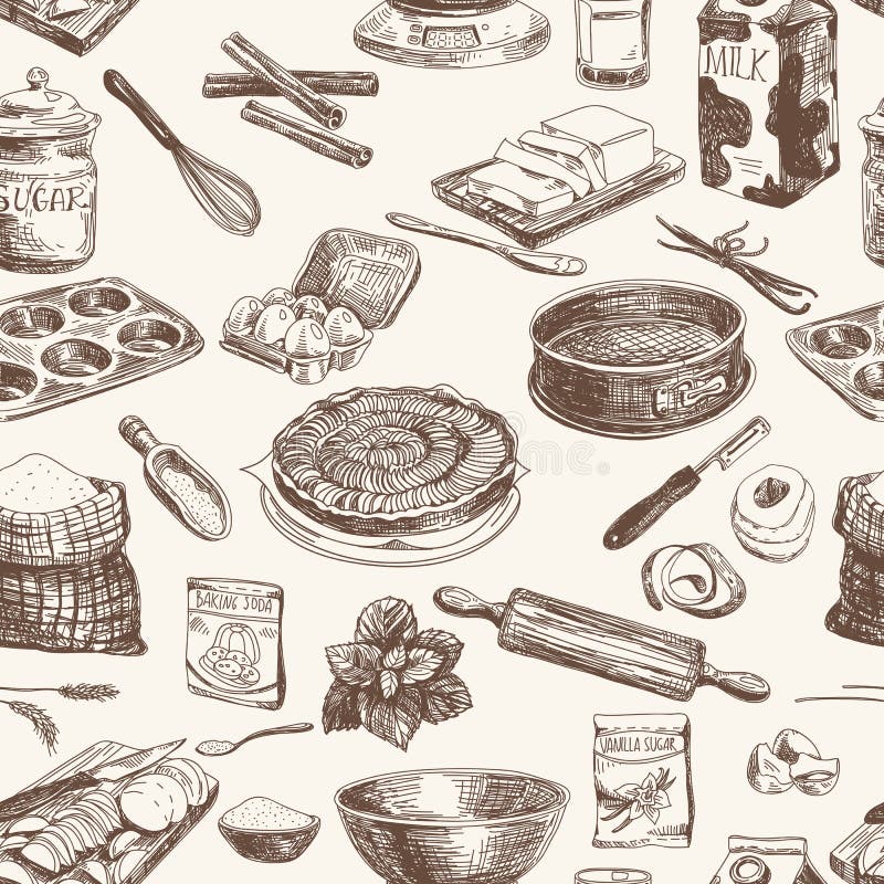 Vector Seamless Bakery Pattern. Repeating Abstract Stock Vector ...