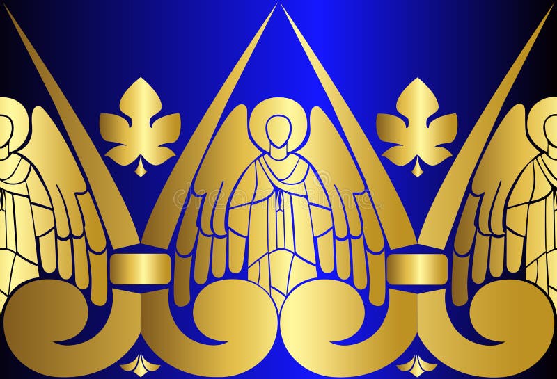 Vector Seamless Baroque Pattern of Winged Angels Stock Vector ...