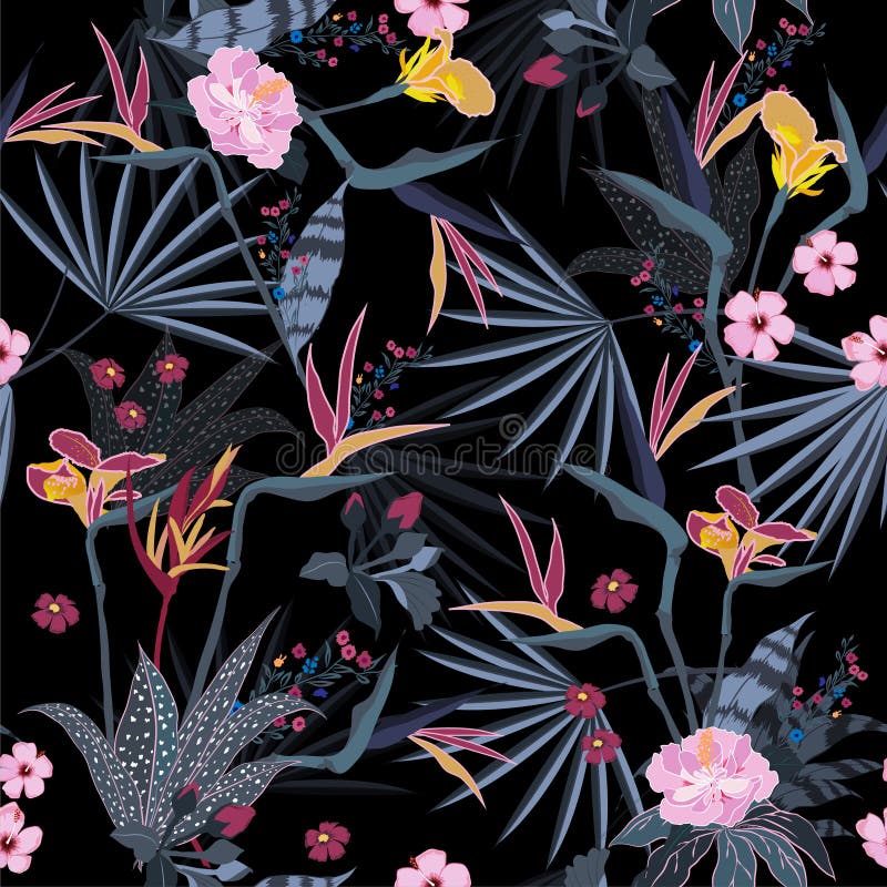 Vector Seamless Beautiful Artistic Bright Tropical Pattern with Stock ...