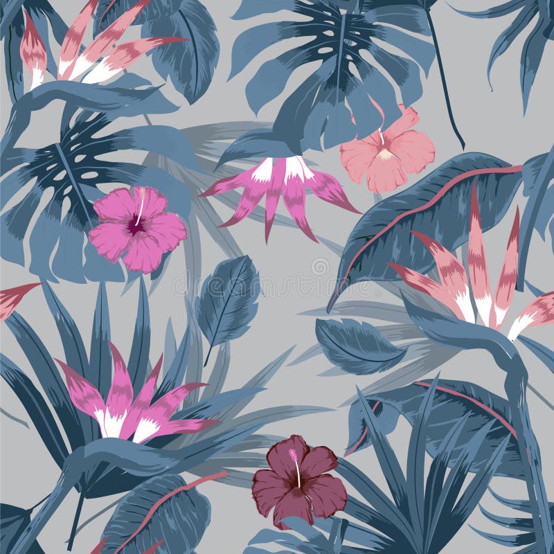 Vector Seamless Beautiful Artistic Bright Tropical Pattern with Stock ...