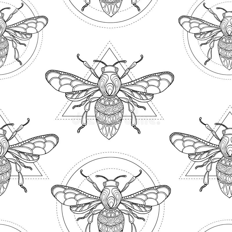 Zentangle Bee Stock Illustrations – 273 Zentangle Bee Stock ...