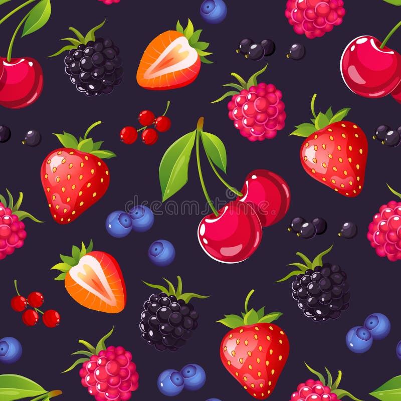 Vector Seamless Berries Pattern Stock Vector - Illustration of ...