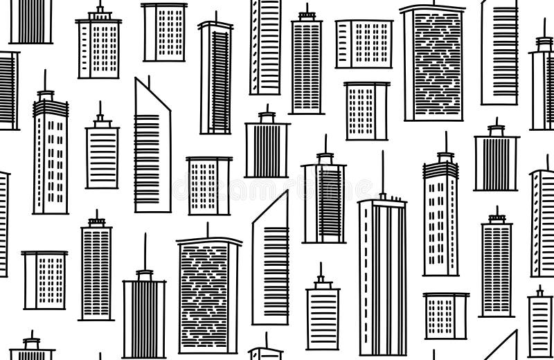 Vector Seamless Black City Pattern. Stock Vector - Illustration of ...
