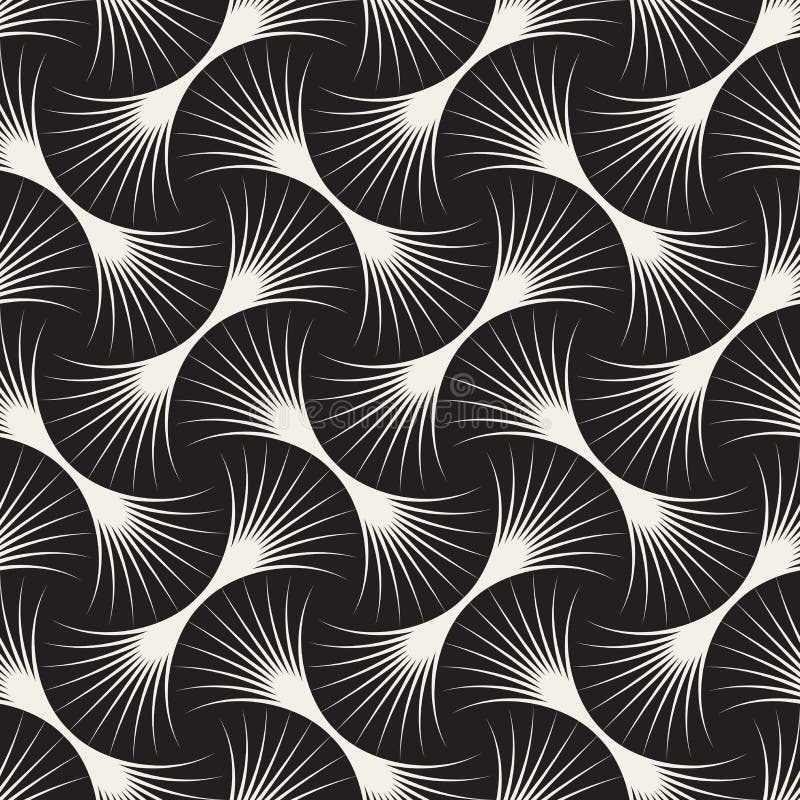 Vector Seamless Black and White Arc Lines Grid Pattern Stock Vector ...