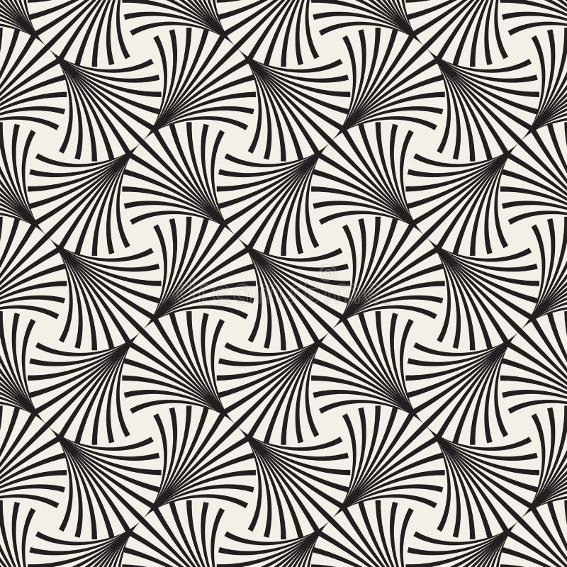Vector Seamless Black and White Arc Lines Grid Pattern Stock Vector ...