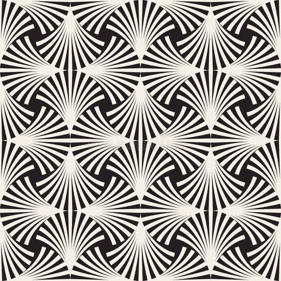 Vector Seamless Black and White Arc Lines Grid Pattern Stock Vector ...