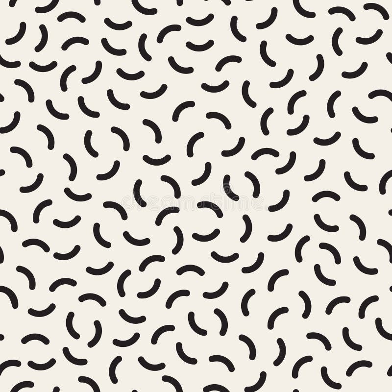 Vector Seamless Black and White Arc Lines Jumble Pattern Stock Vector ...