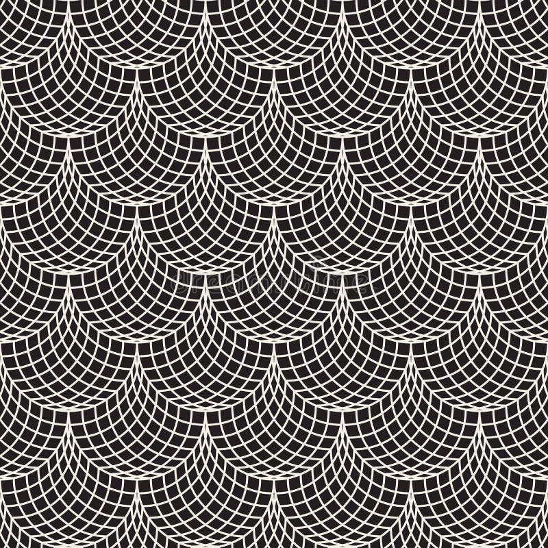 Vector Seamless Black and White Arc Shape Line Lattice Pattern Stock ...