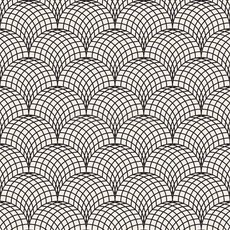 Vector Seamless Black and White Arc Shape Line Lattice Pattern Stock ...