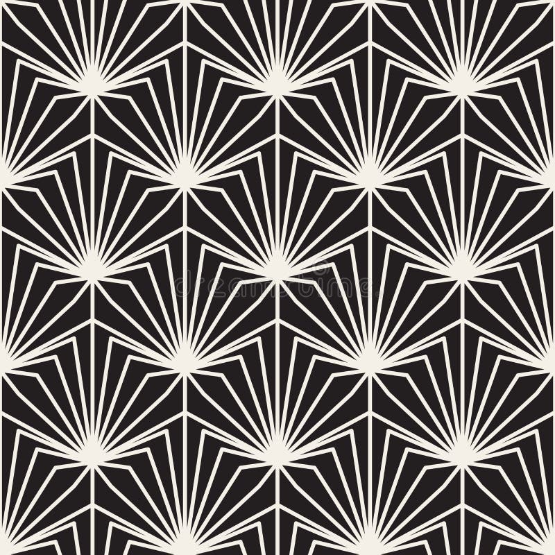 Vector Seamless Black and White Burst Lines Geometric Pattern Stock ...