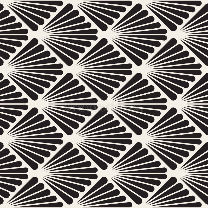 Vector Seamless Black and White Burst Lines Geometric Pattern Stock ...