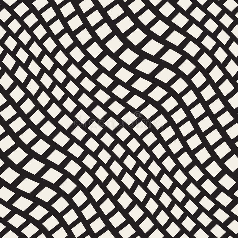 Vector Seamless Black and White Distorted Wavy Lines Pavement Pattern ...