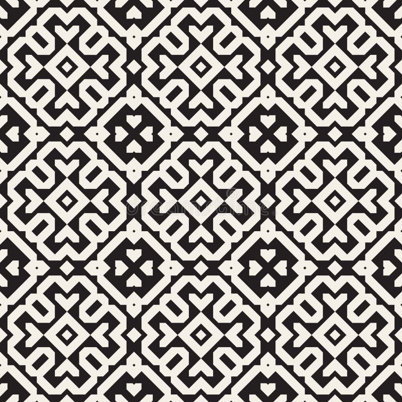 Vector Seamless Black and White Ethnic Geometric Blocks Pattern Stock ...