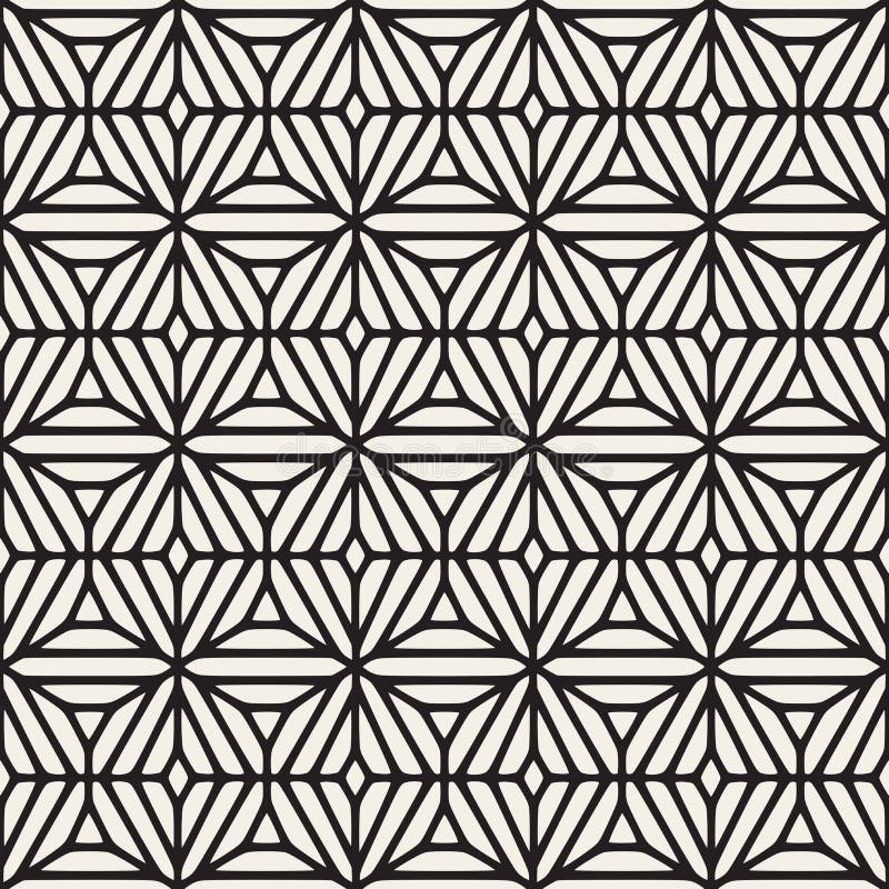Vector Seamless Black and White Ethnic Geometric Floral Pattern Stock ...