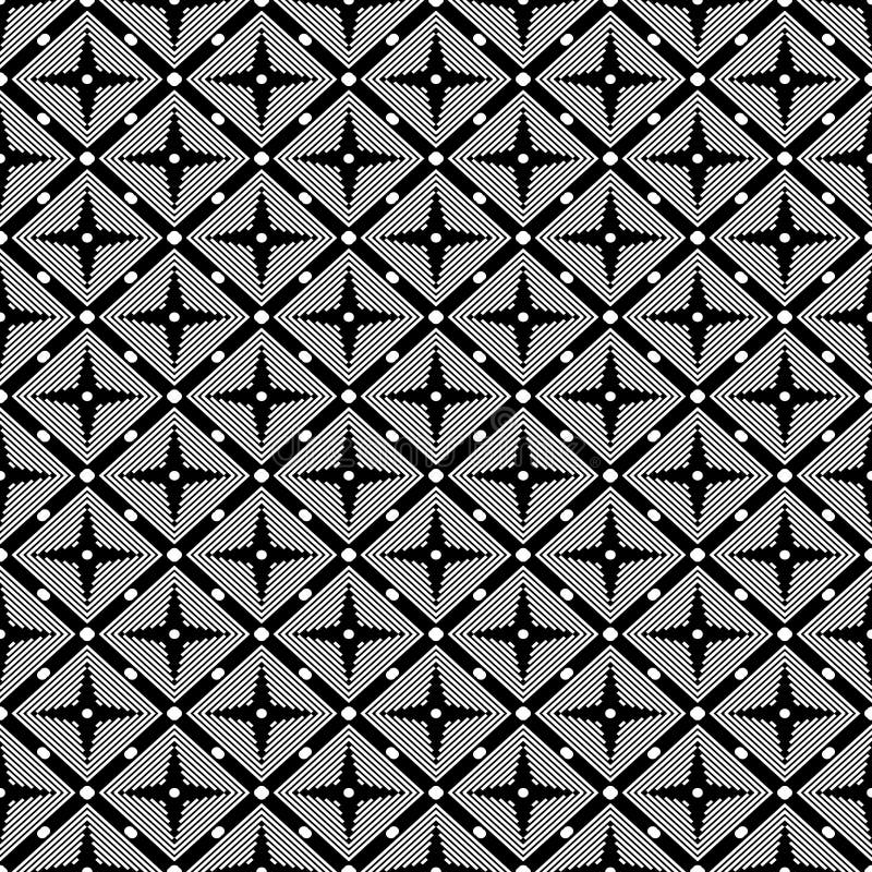 Vector Seamless Black and White Floral Organic Triangle Lines Hexagonal ...