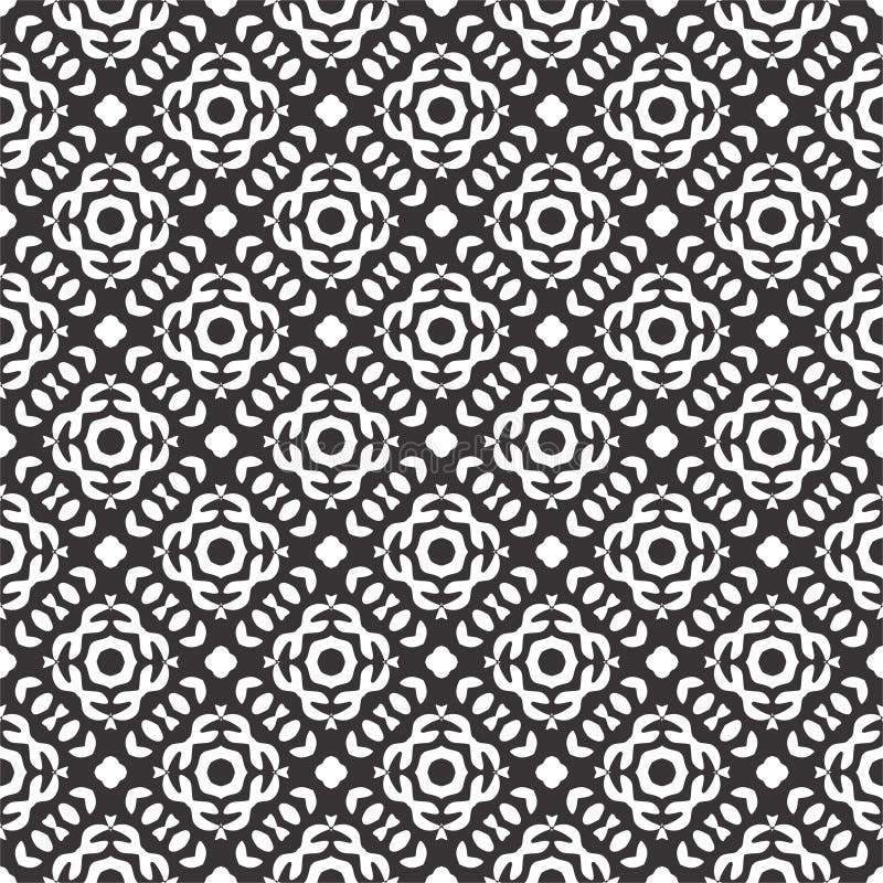 Vector Seamless Black and White Geometric Ethnic Floral Line Ornament ...