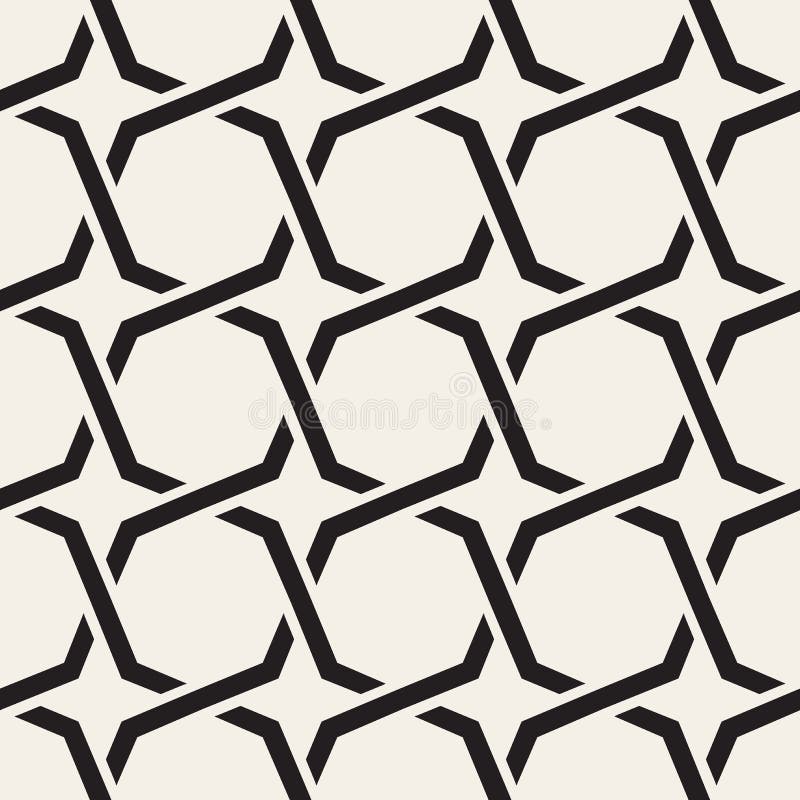Vector Seamless Black White Geometric Islamic Star Grid Pattern Stock ...