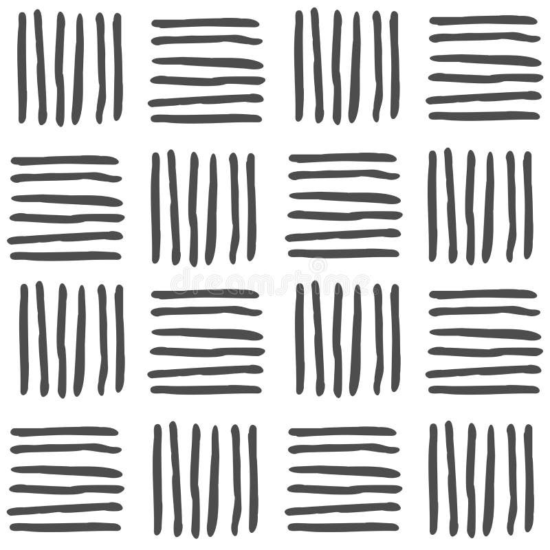 Vector Seamless Black and White Geometric Pattern of Hand-drawn ...