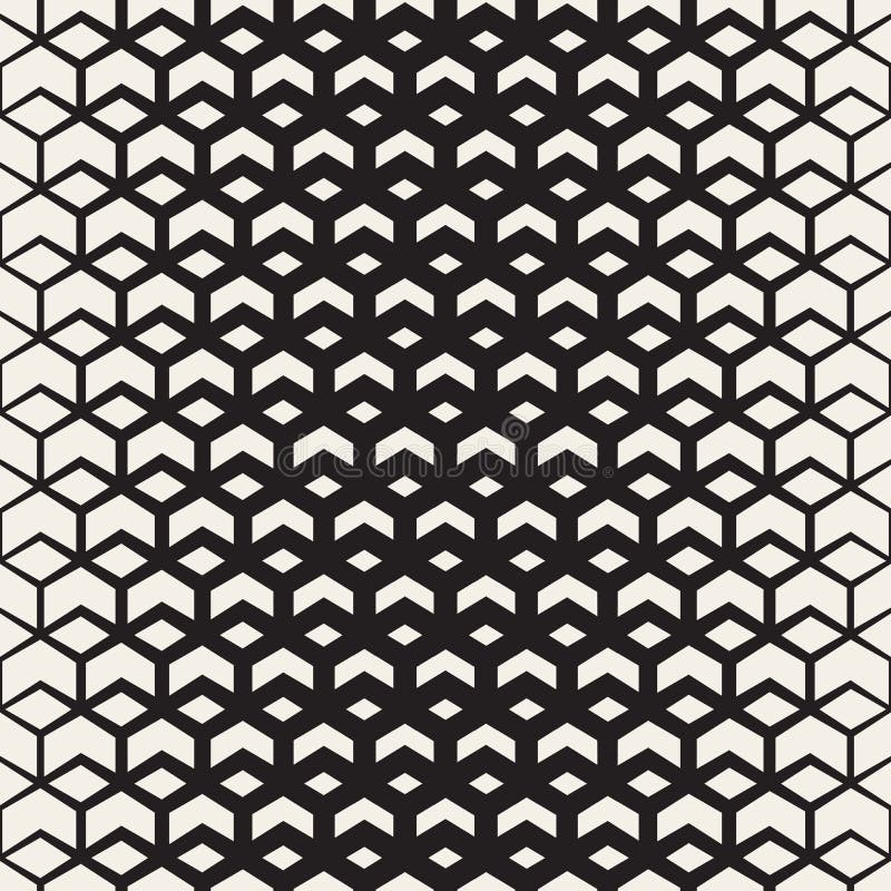 Vector Seamless Black and White Halftone Chevron Grid Pattern Stock ...