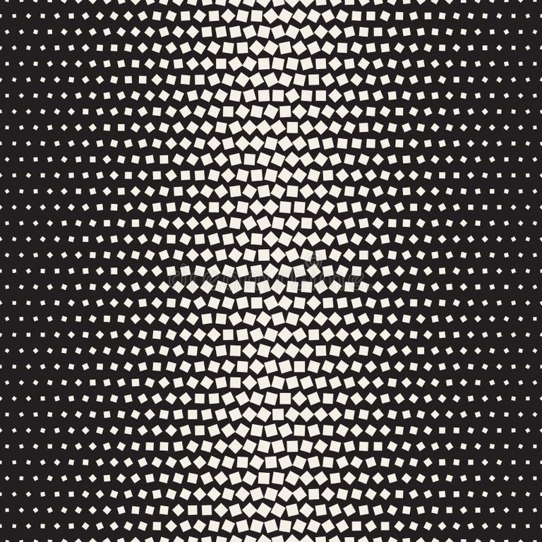 Vector Seamless Black and White Halftone Random Squares Pattern Stock ...