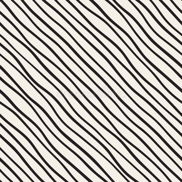 Vector Seamless Black and White Hand Drawn Diagonal Lines Pattern Stock ...