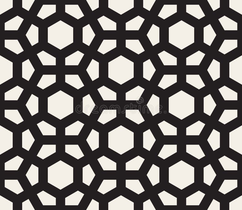 Vector Seamless Black and White Hexagonal Pattern Stock Vector - Illustration of square ...