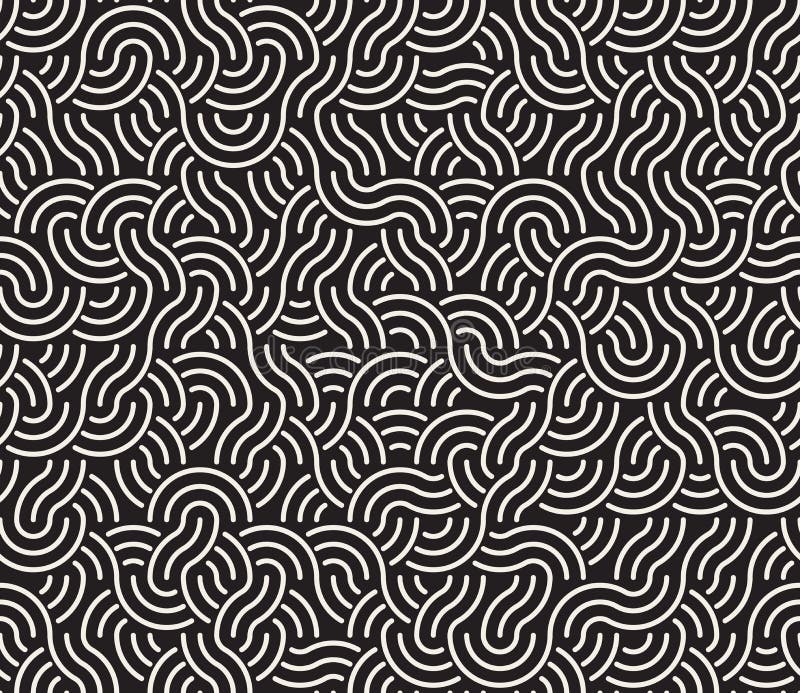 Vector Seamless Black and White Irregular Arc Lines Geometric Pattern ...