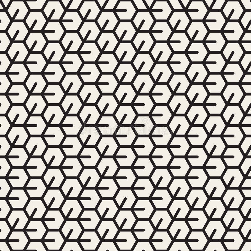 Vector Seamless Black and White Irregular Hexagonal Grid Pattern Stock ...