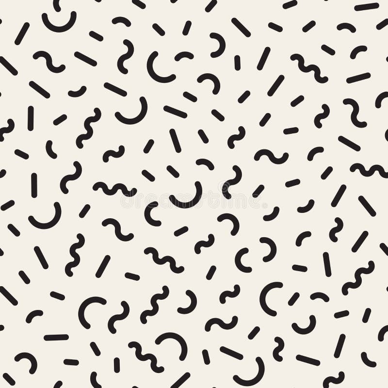 Vector Seamless Black and White Jumble Geometric Lines Memphis Pattern ...